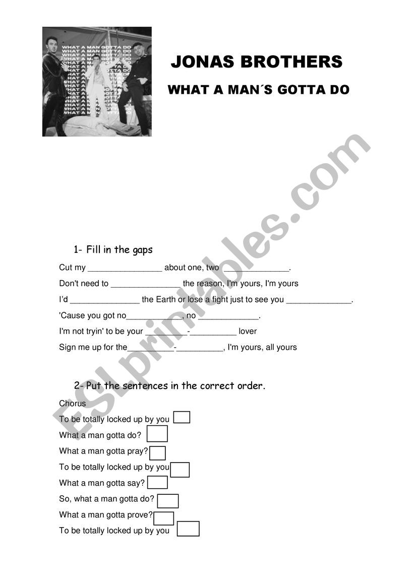 what a man´s gotta do - ESL worksheet by ampys