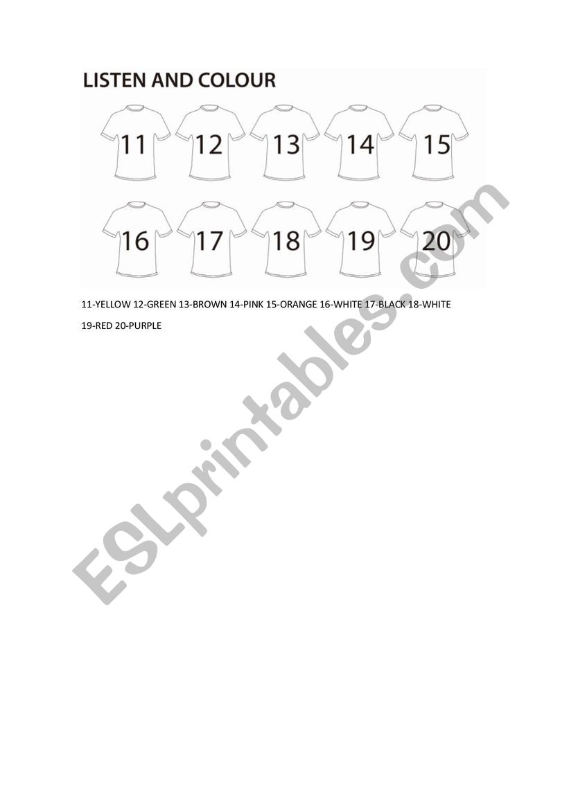 LISTEN AND COLOR - ESL worksheet by EveLinSRivero