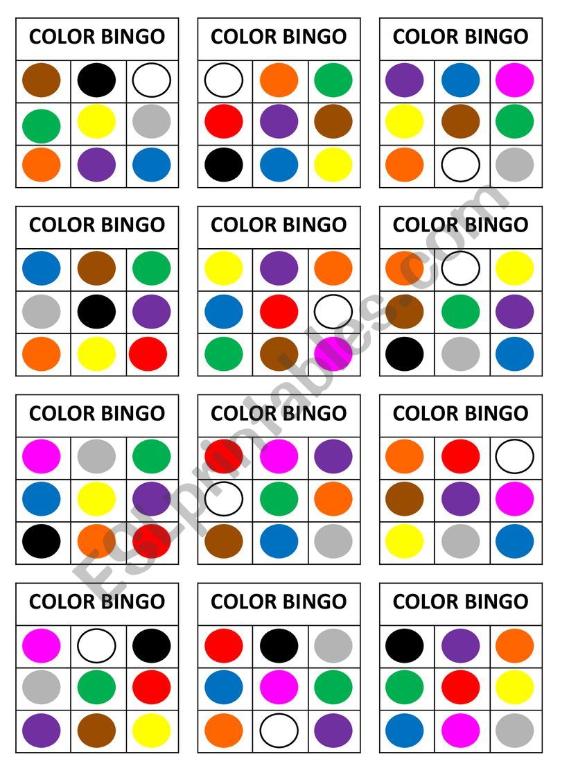 Color Bingo ESL Worksheet By LayanS 