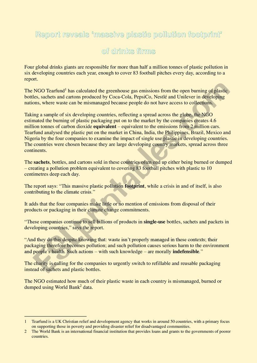 Report reveals ‘massive plastic pollution footprint’ of drinks firms ...