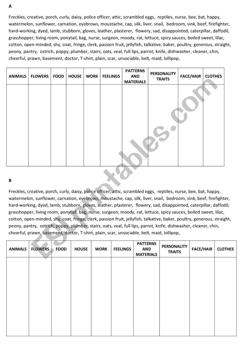 English words - ESL worksheet by pat100!