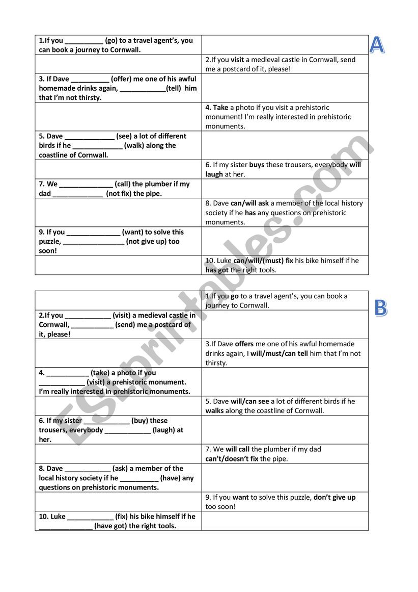 if-sentences type 1 - ESL worksheet by Adelheid347
