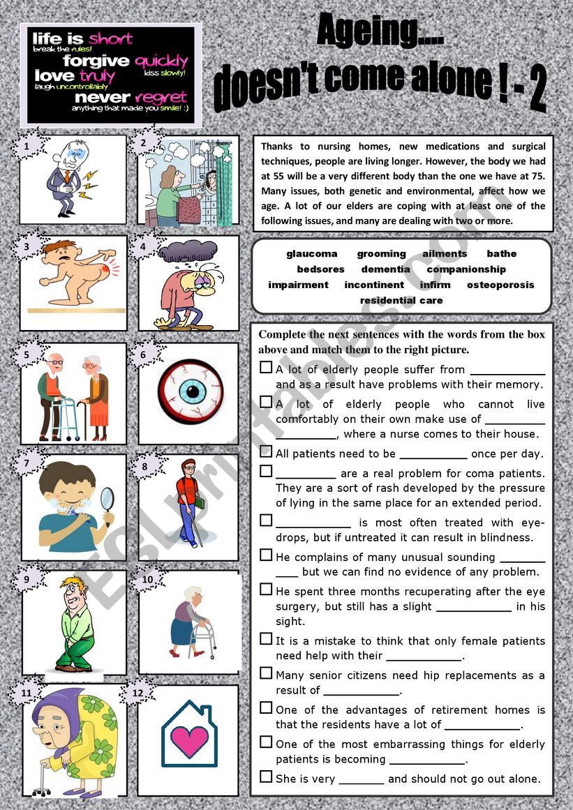 AGEING doesn´t come alone. Introducing vocabulary related to health and ...