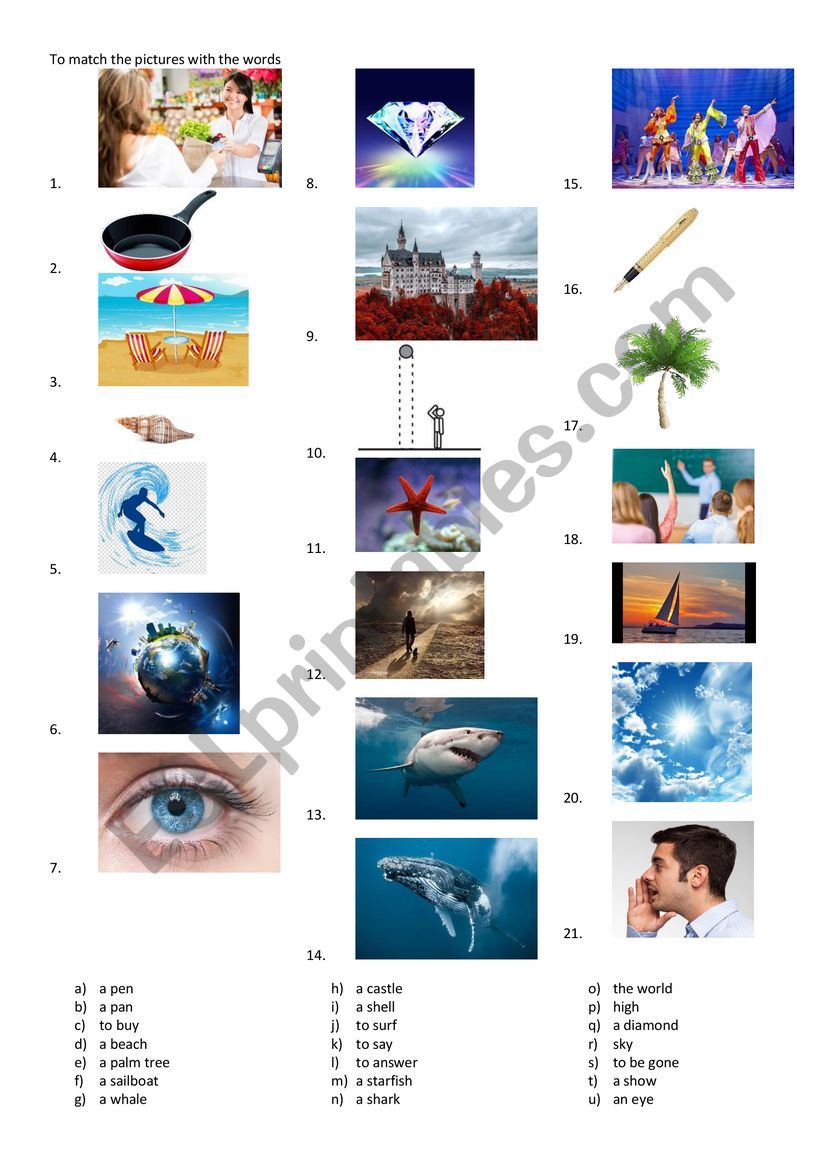 a word match for a text about vacation - ESL worksheet by jennyfer89