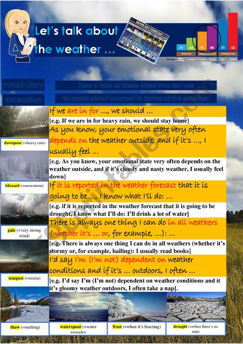 LETï¿½S TALK ABOUT THE WEATHER ... - ESL worksheet by niksailor