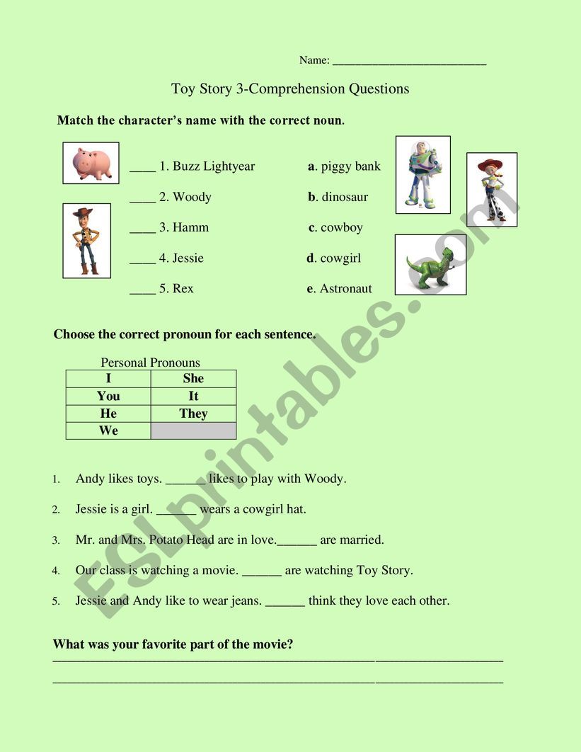 Toy Story fun - ESL worksheet by Mr. Robert