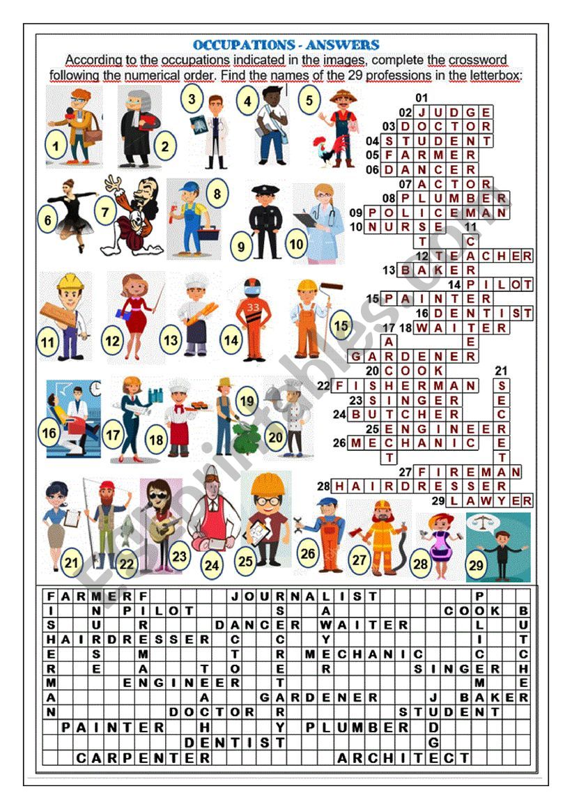 Jobs And Occupations Interactive Worksheet In 2020