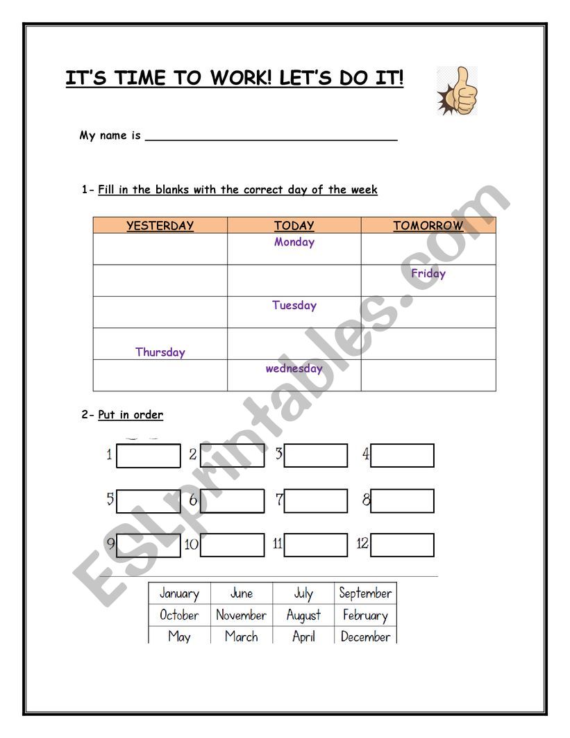 Months of the year-Seasons-ordinal numbers - ESL worksheet by MissJan