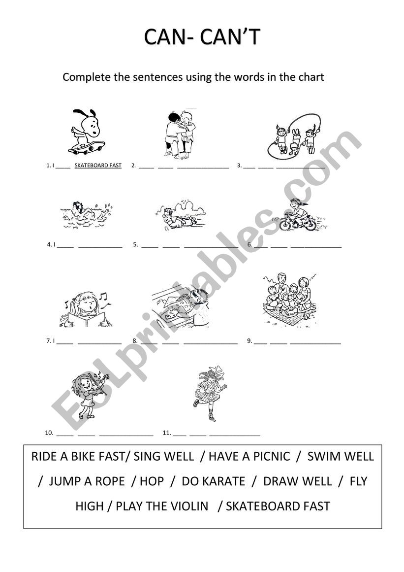 can- can´t - ESL worksheet by Marelyn