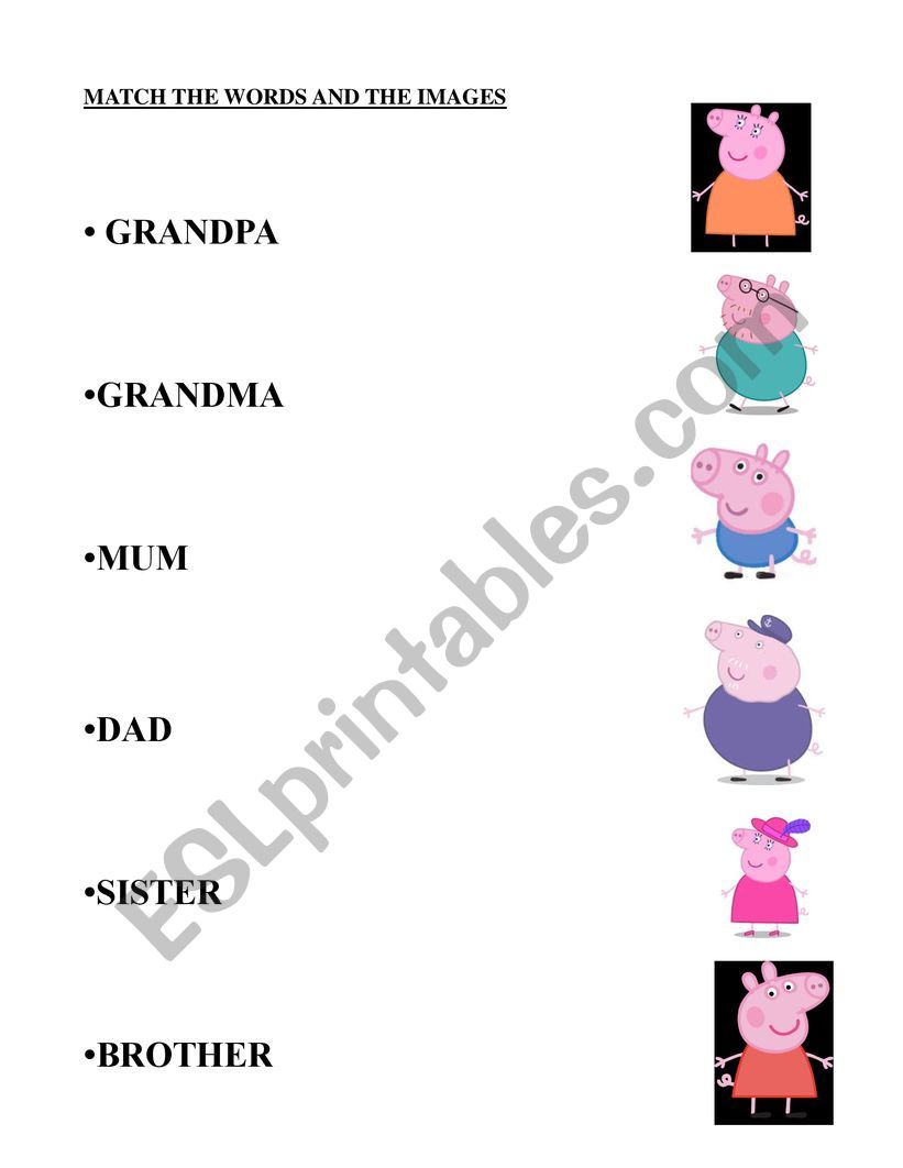 PEPPA PIG´S FAMILY - ESL worksheet by La Cuqui