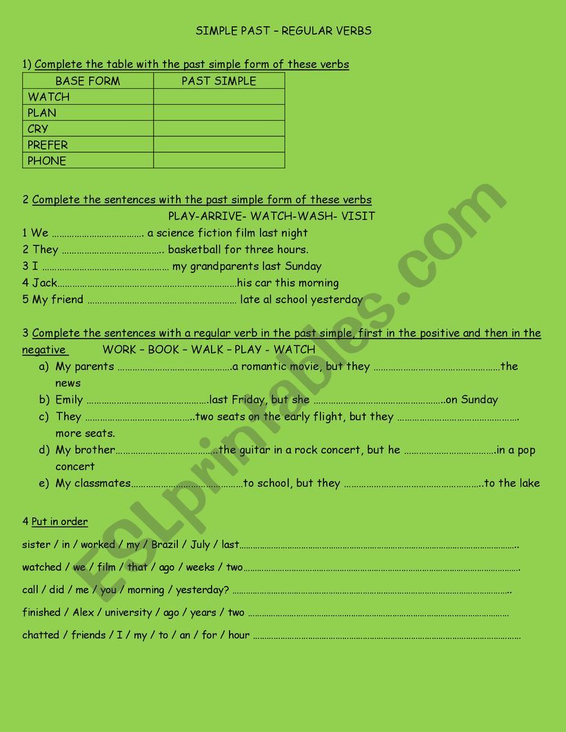 Simple past - Regular verbs - ESL worksheet by vmichavila