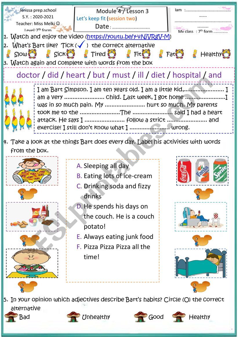 letï¿½s keep fit - ESL worksheet by English-teacher 38