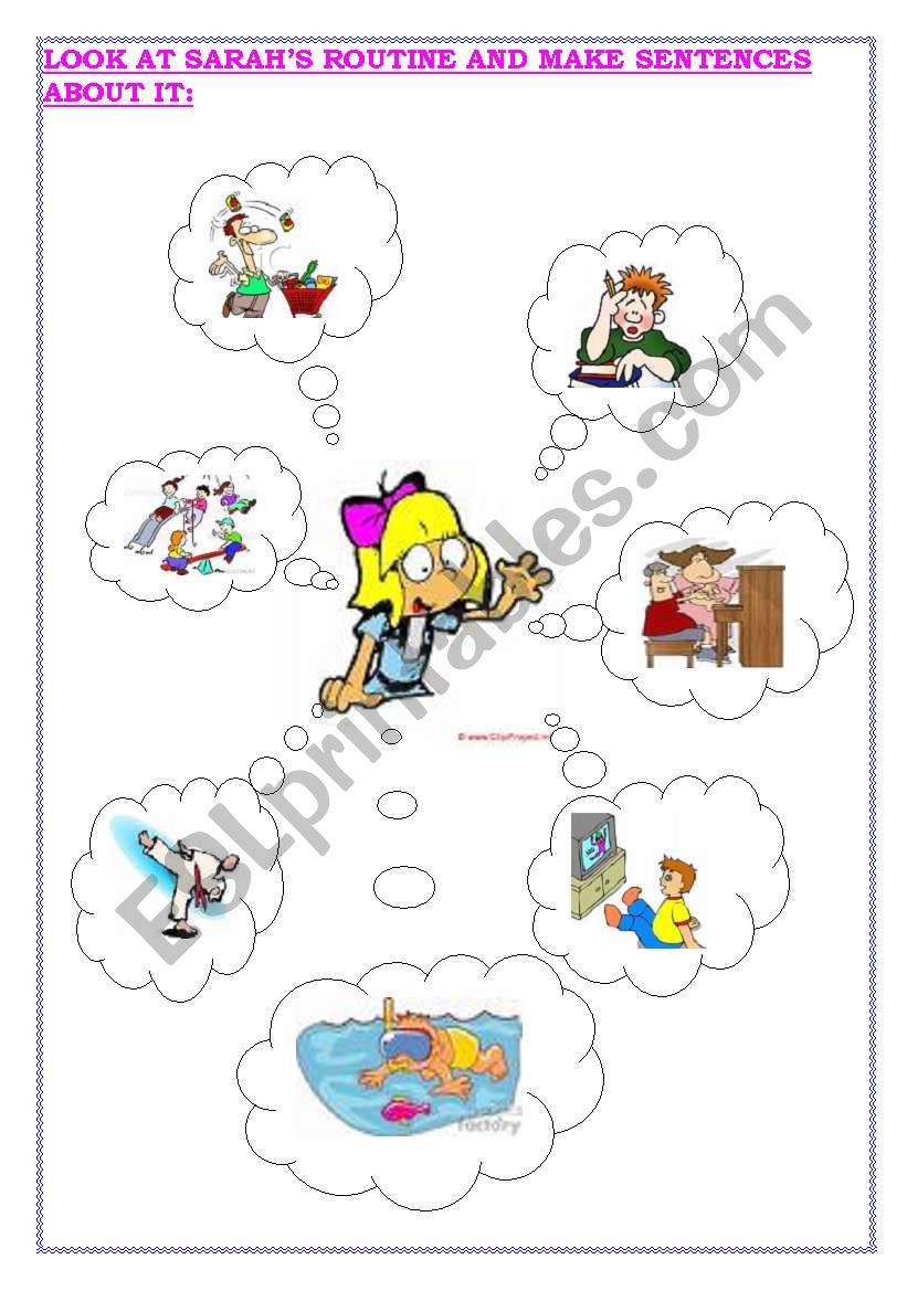 SARA´S ROUTINE - ESL worksheet by chechi911