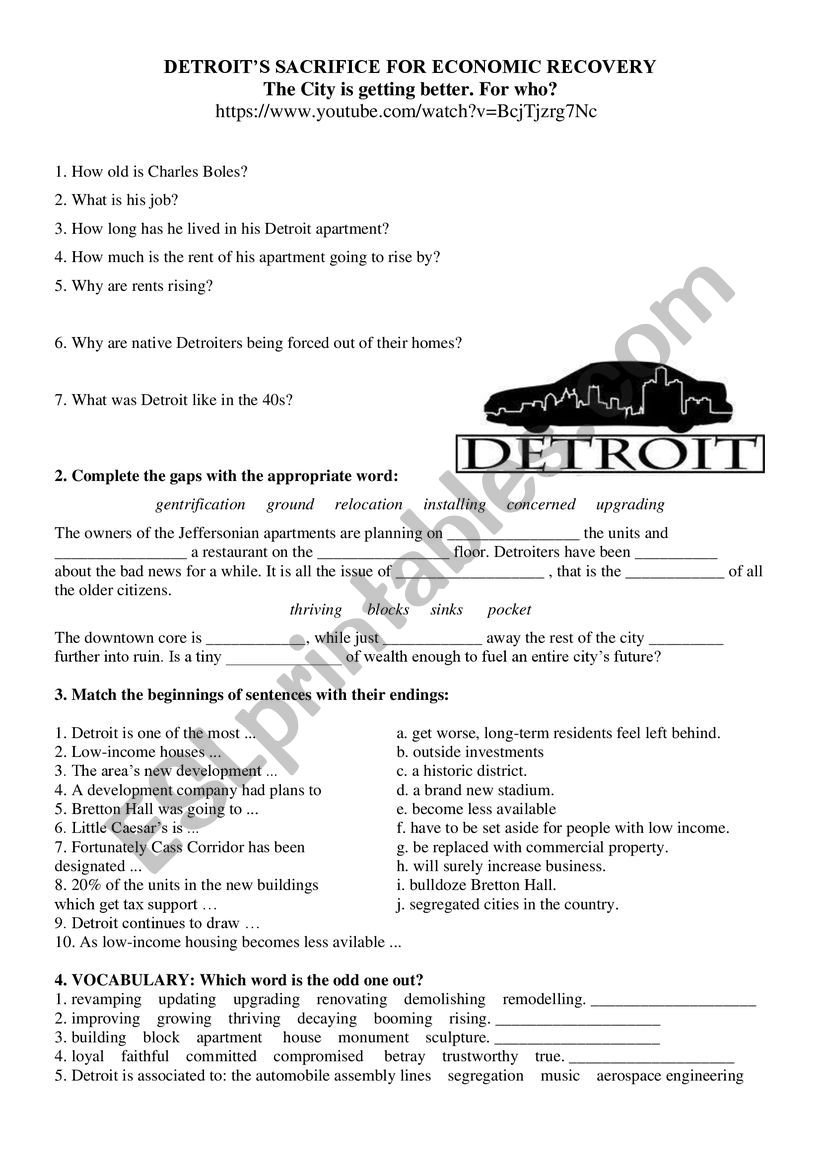 Gentrification: Detroit´s sacrifice for economic recovery - ESL ...