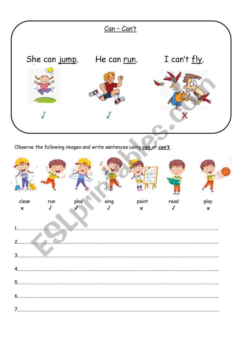 Can - canï¿½t - ESL worksheet by jadiafa