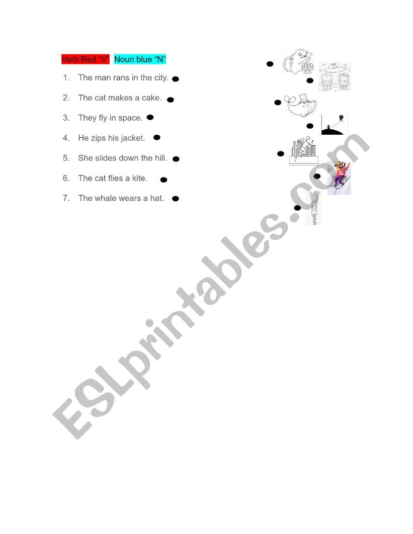 Verb and noun read a match picture - ESL worksheet by Erinthai